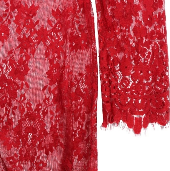 Boutique | Dresses | Sexy Blood Red Lace Maxi Dress Sheer Full Length ...